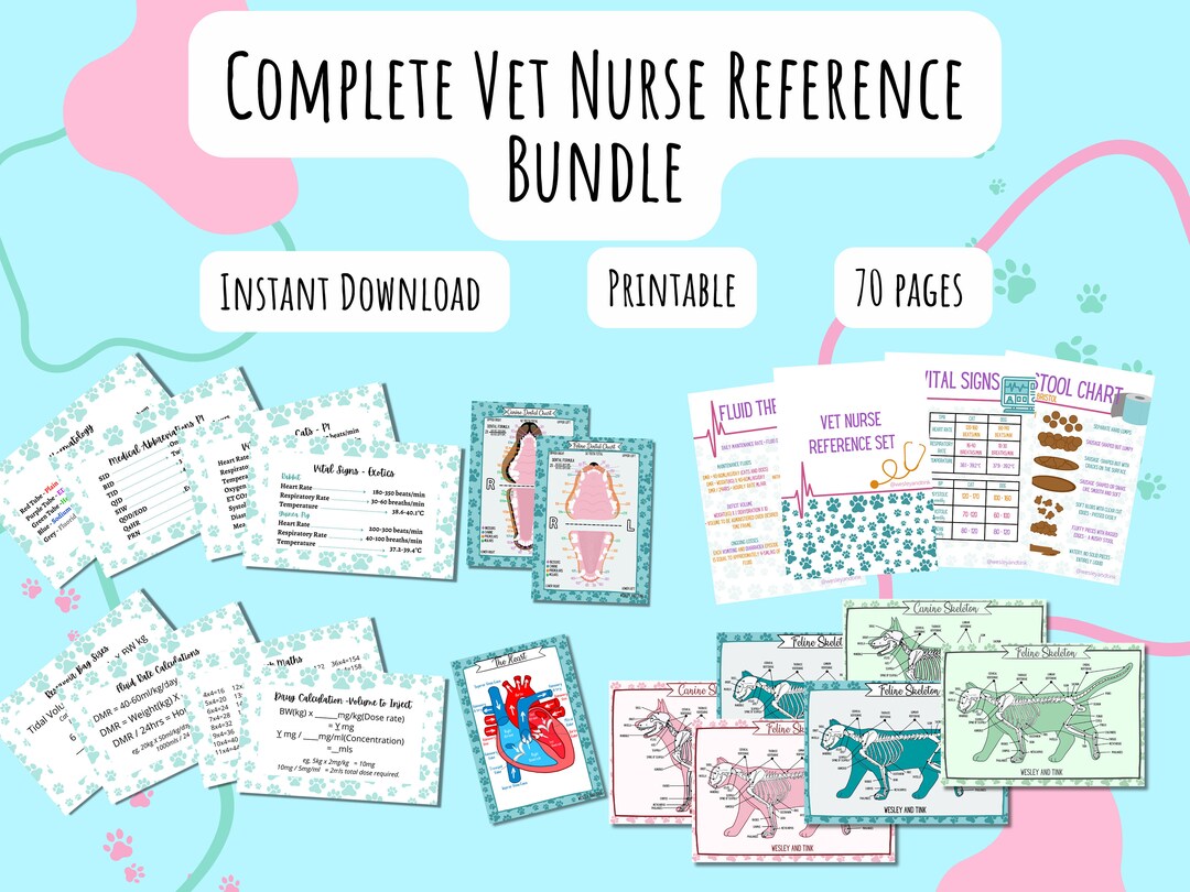 Vet Nurse Reference Bundle: Printable Study Guides (digital Download ...