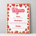 Berry First Birthday Menu Digital Template Strawberry First Birthday ...