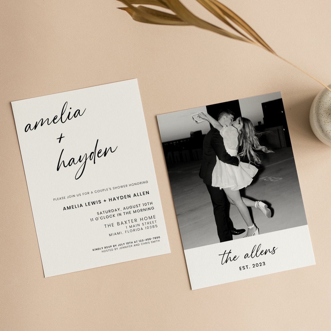 Elegant Bridal Shower Invitation Template Modern Couples Shower ...