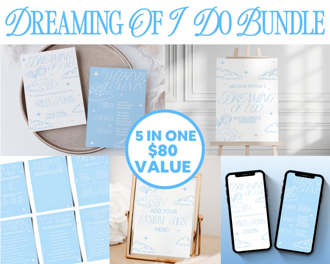 Dreaming of I Do Bachelorette Party BUNDLE Downloadable TEMPLATES ...