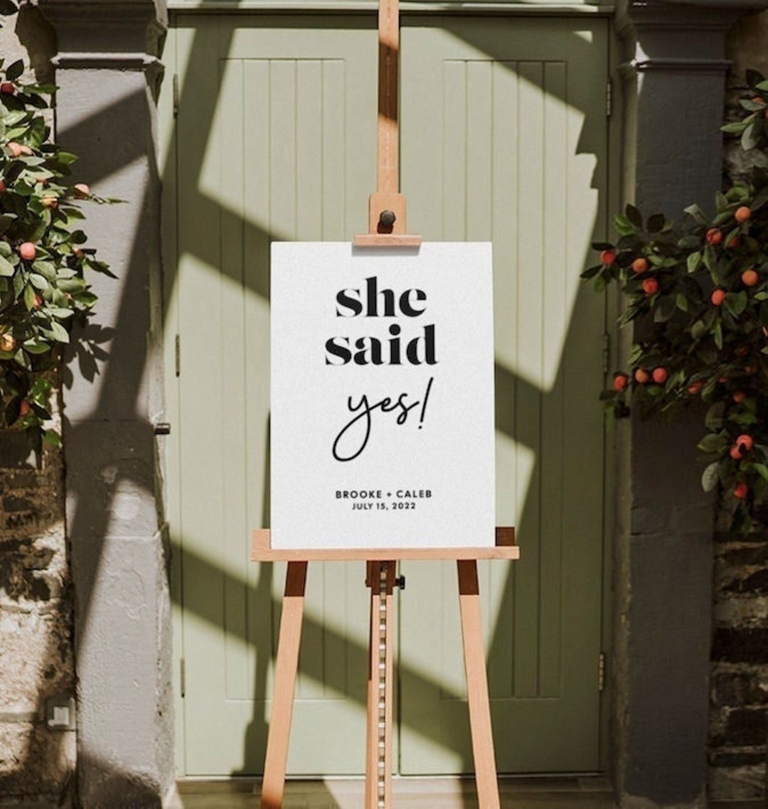 She Said YES Engagement Sign Wedding Couple Engaged Bridal Welcome ...