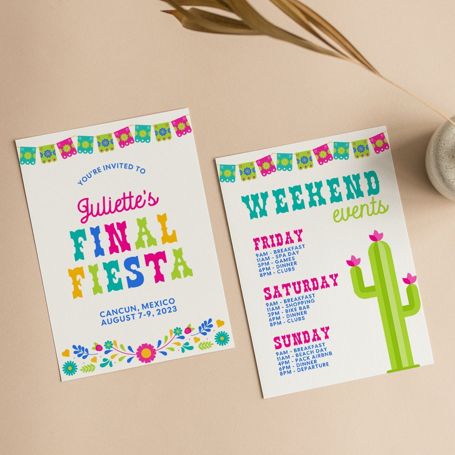 Final Fiesta Bachelorette Party Invitation Bachelorette Weekend Mexico ...
