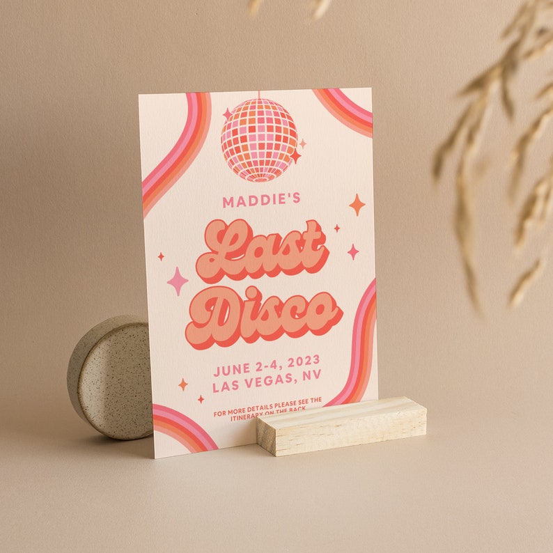 Last Disco Bachelorette Party Template Invitation and - Etsy