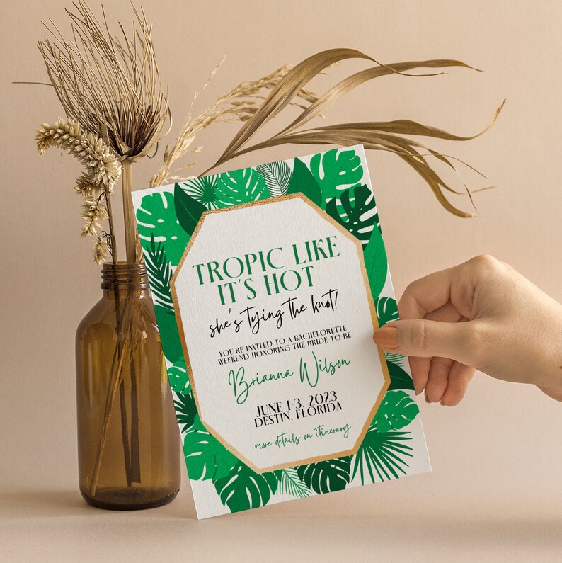 Tropic Like It's Hot Bachelorette Party Downloadable Invitation Canva ...