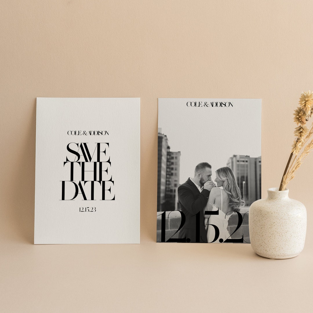 Modern Minimalist Save the Date Template, Save the Date Card Wedding ...