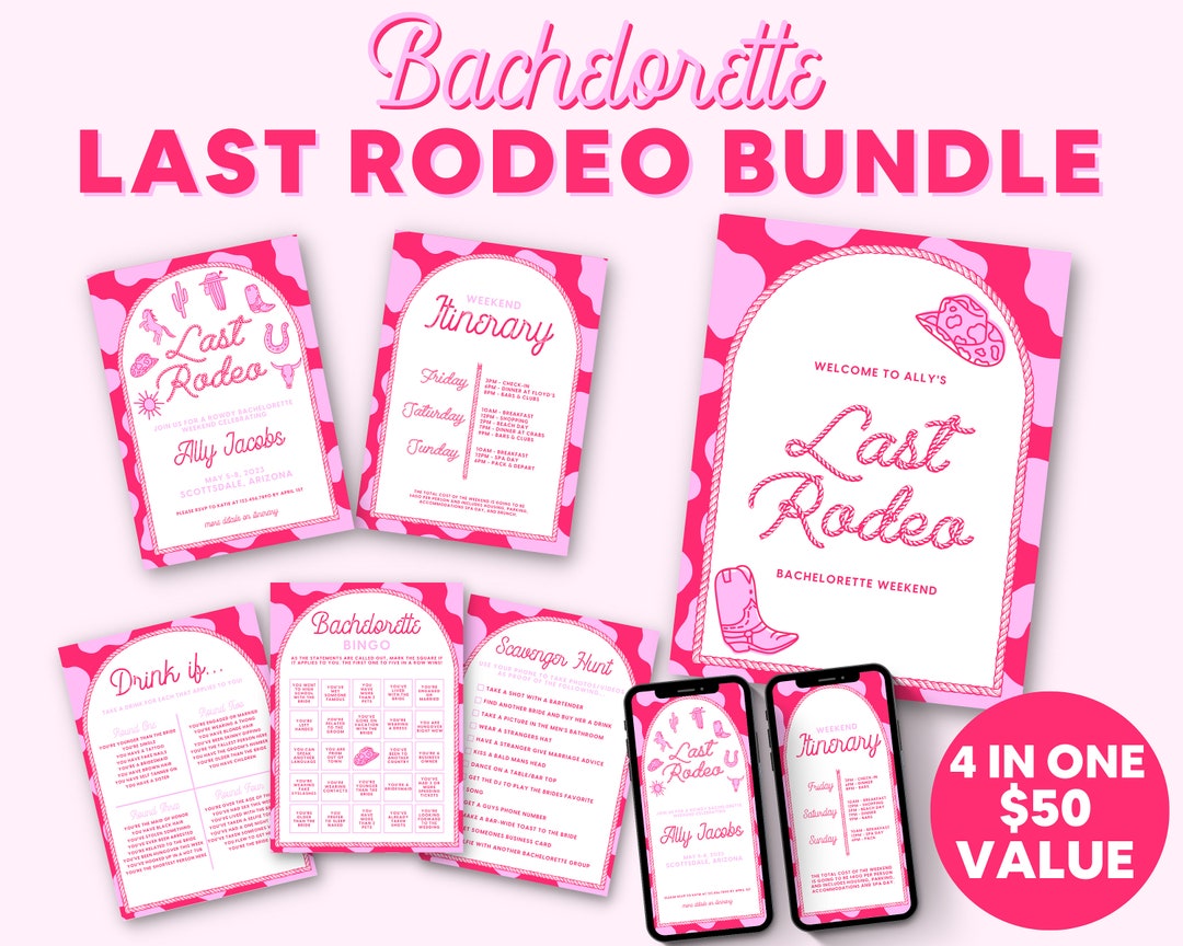 Last Rodeo BUNDLE Bachelorette Party Templates Invitation Itinerary ... Last Rodeo BUNDLE Bachelorette Party Templates Invitation Itinerary ...