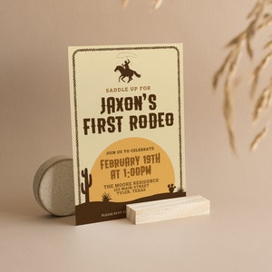 First Rodeo TEMPLATE Birthday Invitation Downloadable Howdy Canva Rowdy ...