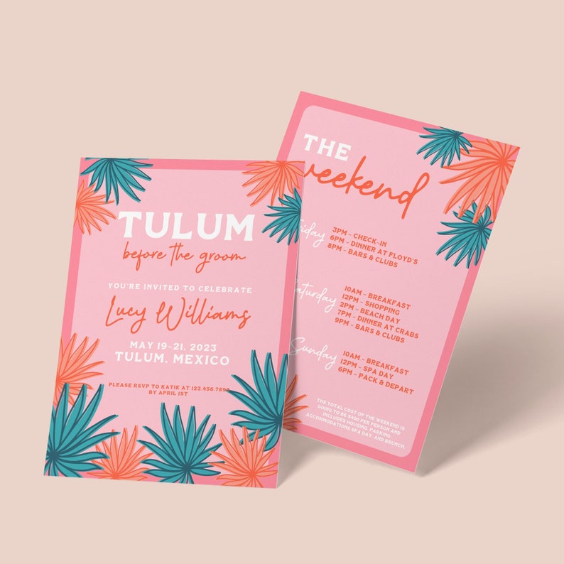 Tulum Bachelorette Invitation Template Itinerary Bach Girls - Etsy
