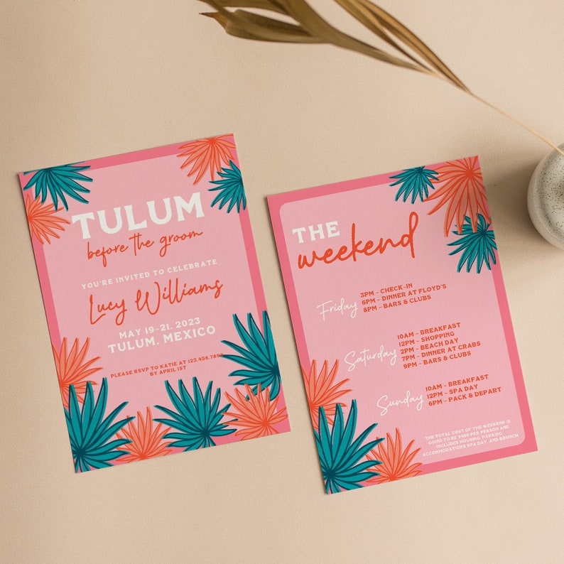 Tulum Bachelorette Invitation Template Itinerary Bach Girls - Etsy