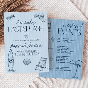 Last Splash Bachelorette Party Downloadable Invitation TEMPLATE Bach ...