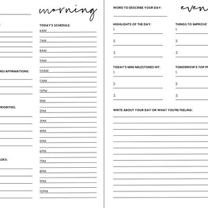 Daily Journal PDF Printable Gratitude Journaling Morning Evening Night ...