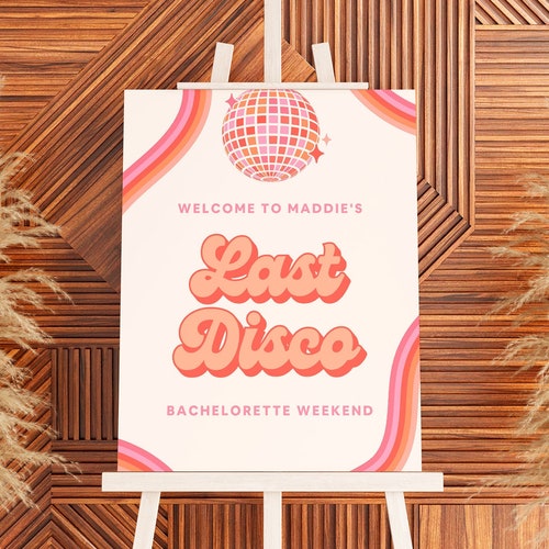 Editable Last Disco Bachelorette Party Template Welcome Sign - Etsy