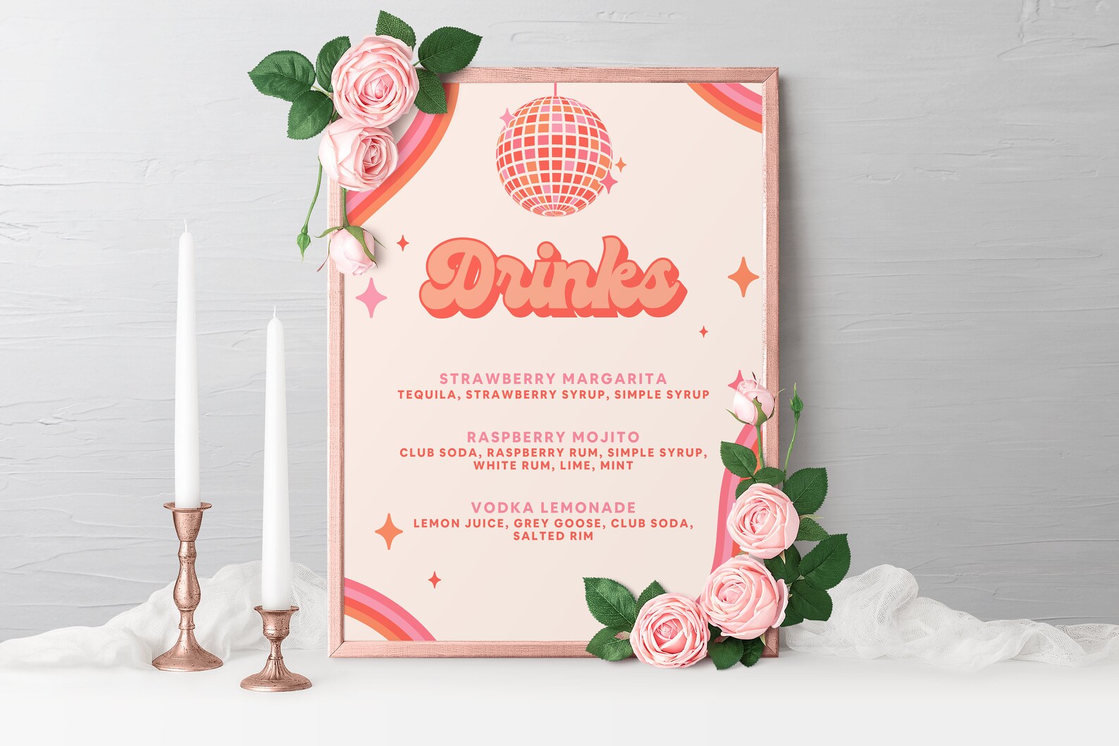 Editable Disco Drinks Bachelorette Party Template Retro Themed Bach ...