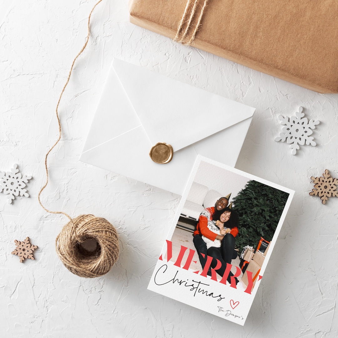 Editable Christmas Card Happy Holidays Template Canva Instant Modern ...