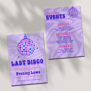 Editable Disco Bachelorette Party Template Invitation and Itinerary ...
