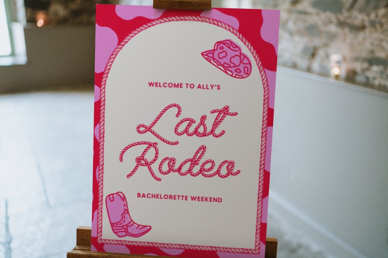 Editable Last Rodeo Bachelorette Party Template Welcome Sign - Etsy