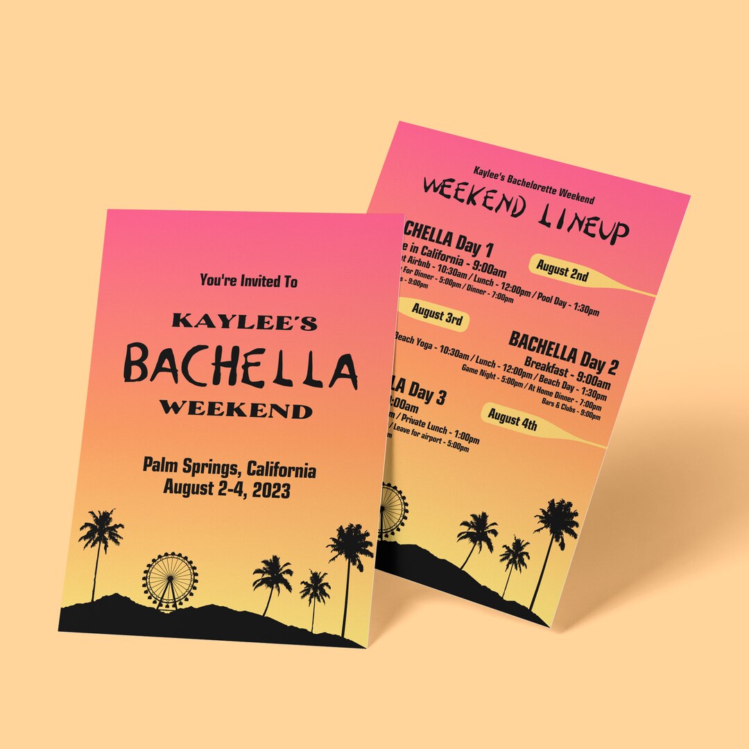 Coachella Themed Bachelorette Invitation TEMPLATE Bachella - Etsy Australia