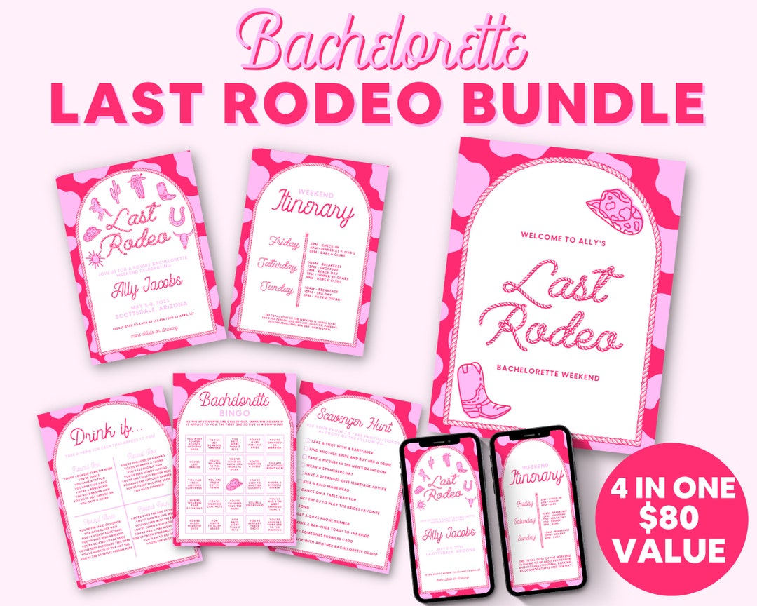 Last Rodeo BUNDLE Bachelorette Party Templates Invitation Itinerary ...