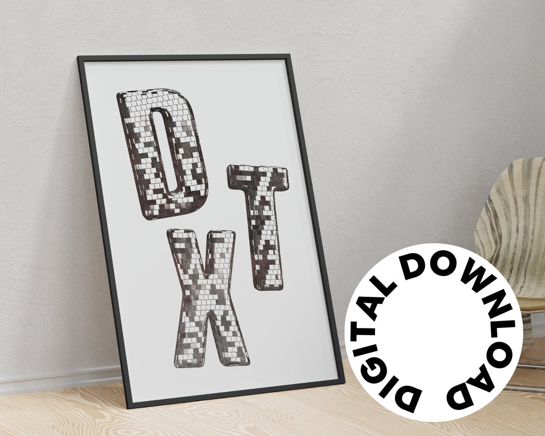 Dallas Texas DTX Wall Print Digital Download Printable Disco Ball Print Dorm Decor Bedroom Decor ...