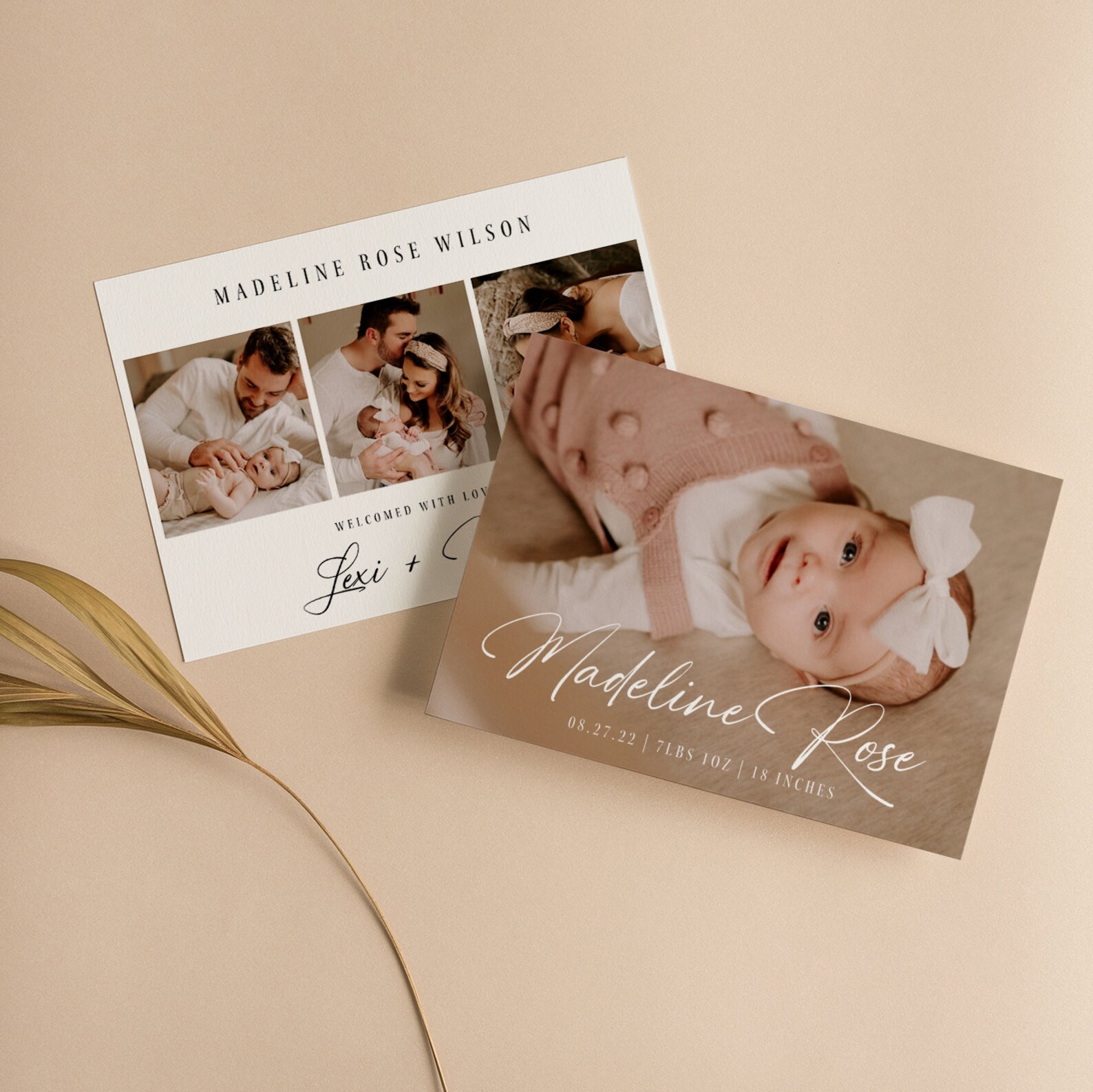 Birth Announcement Card TEMPLATE Newborn Baby Photo, Editable Canva ...