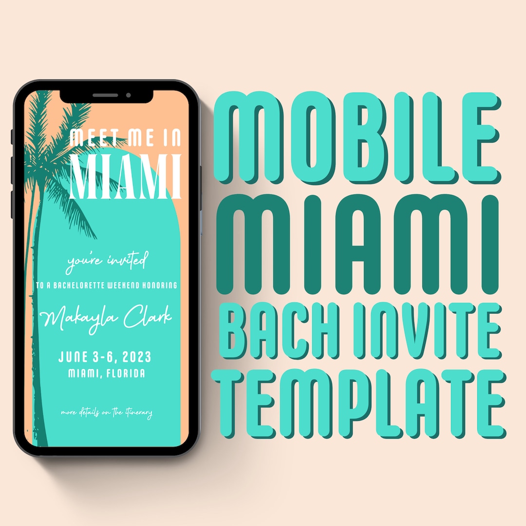 MOBILE Miami Bachelorette Invitation Template Itinerary Bach Girls ...