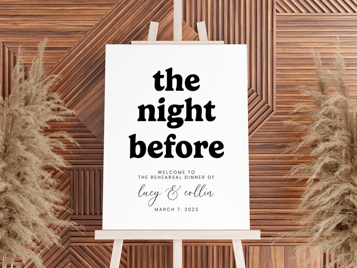 Rehearsal Dinner Sign Template Wedding Couple Engaged Bridal - Etsy