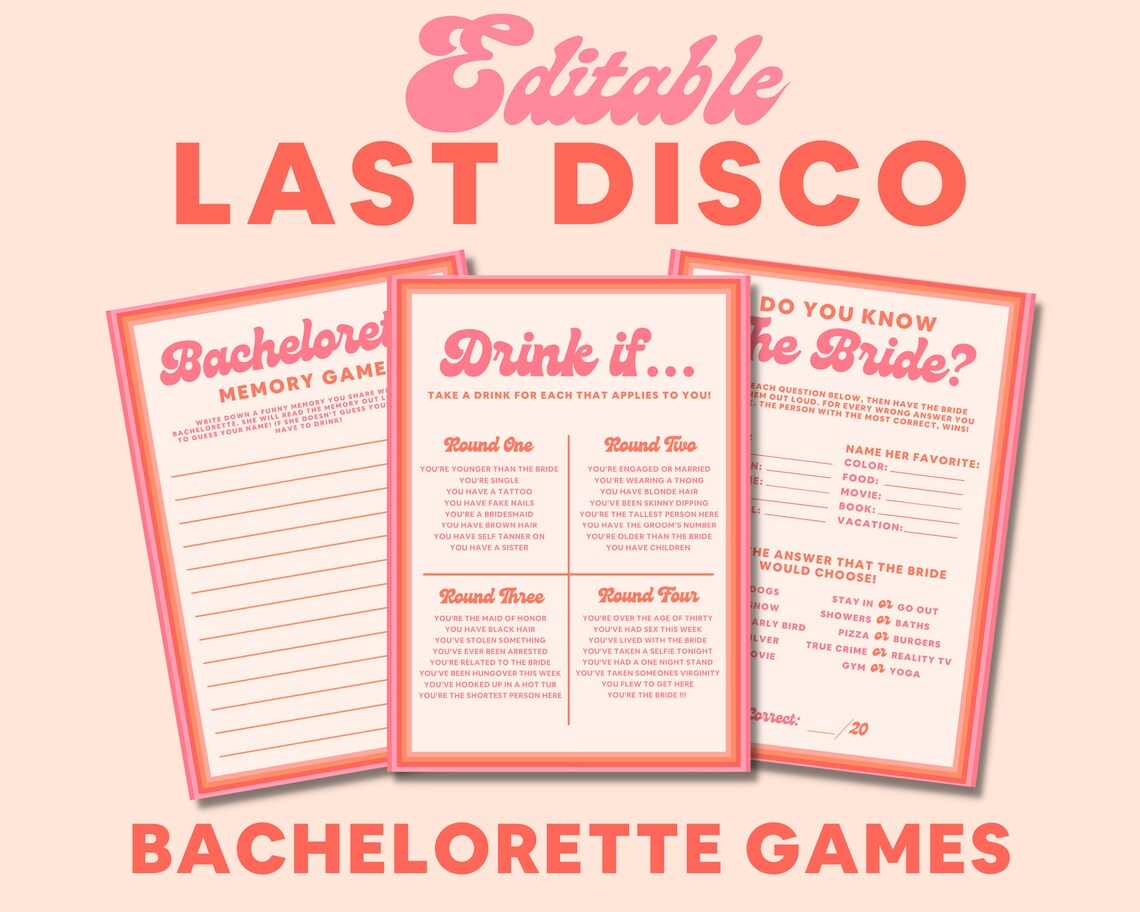 Editable Disco Bachelorette Party Template Games Six Retro - Etsy