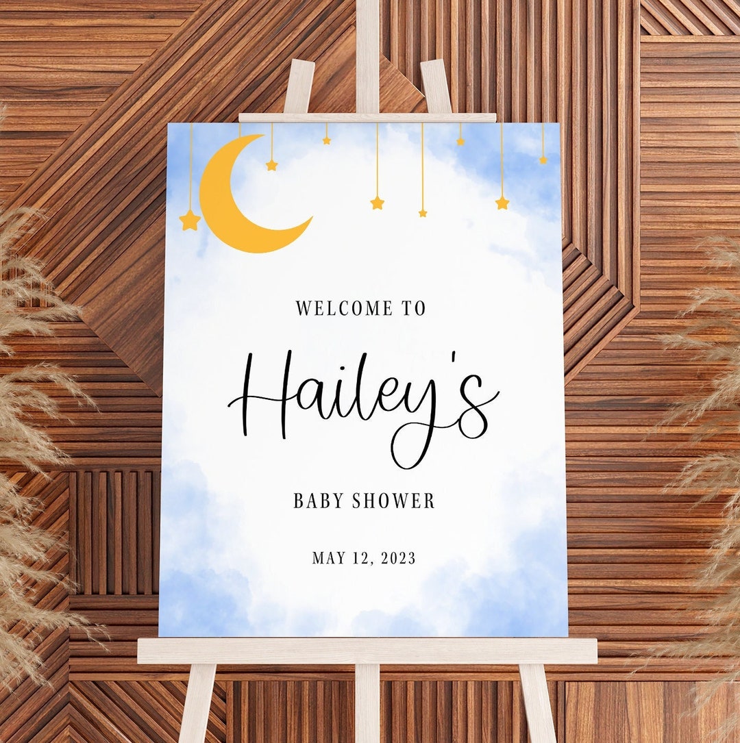 Twinkle Twinkle Baby Shower Welcome Sign Template Little Star Baby ...