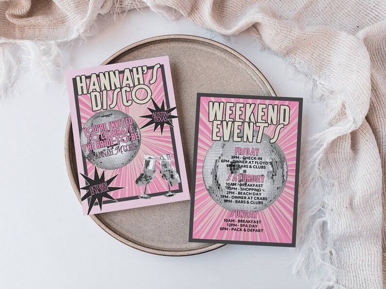Last Disco Bachelorette Party Template Invitation and Itinerary Disco ...