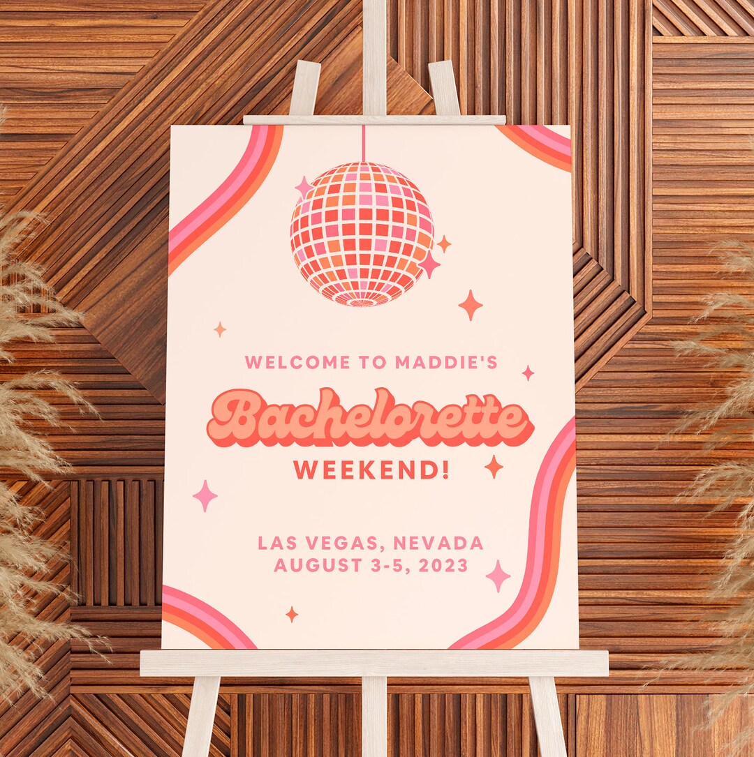 Editable Last Disco Bachelorette Party Template Welcome Sign Retro ...