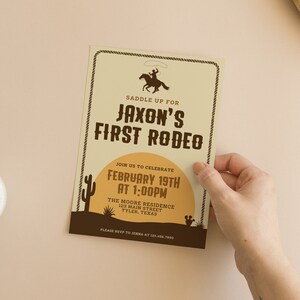 First Rodeo TEMPLATE Birthday Invitation Downloadable Howdy Canva Rowdy ...