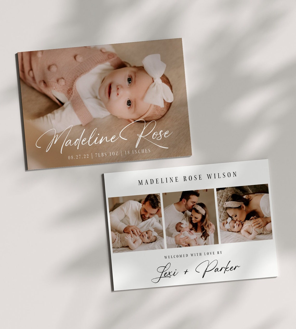 Birth Announcement Card TEMPLATE Newborn Baby Photo, Editable Canva ...