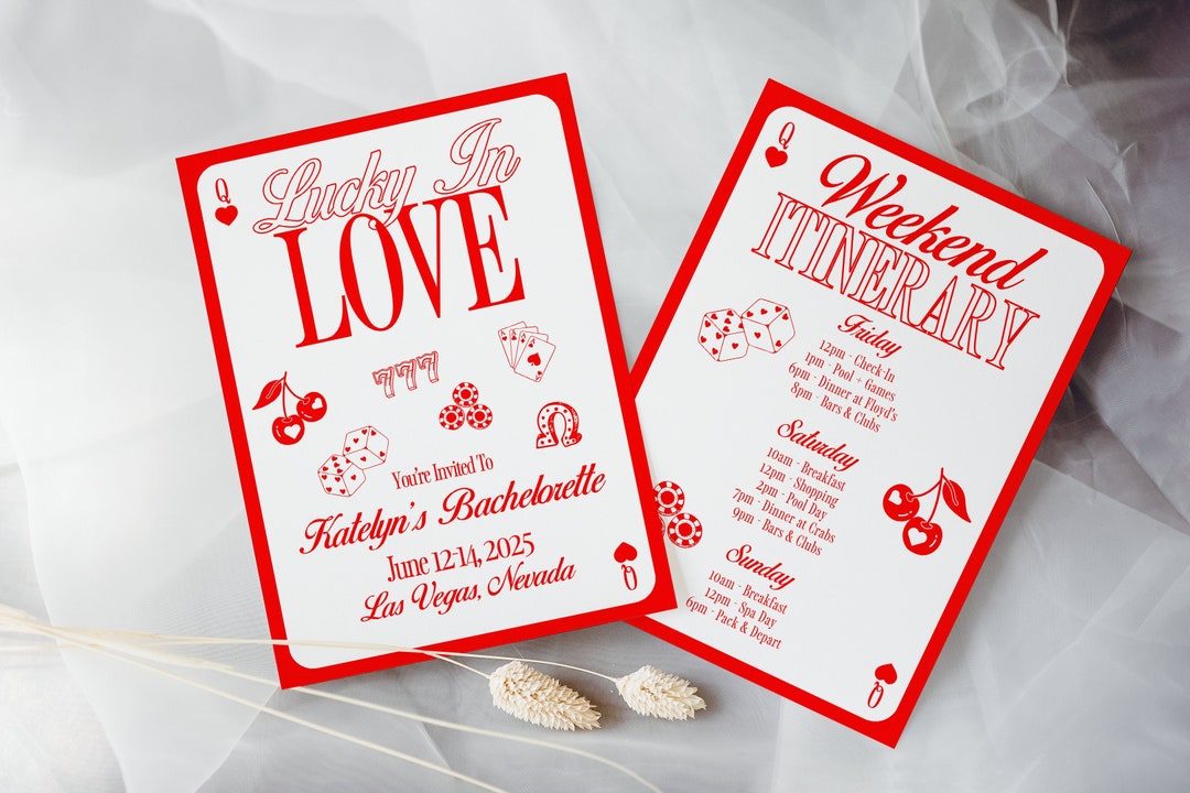 Lucky in Love Bachelorette Invitation Las Vegas Bachelorette Weekend ...