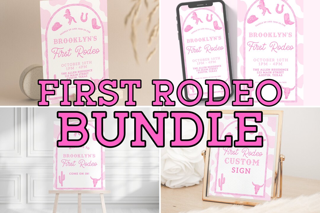 First Rodeo Template BUNDLE Western First Birthday Rodeo Birthday Rodeo ...