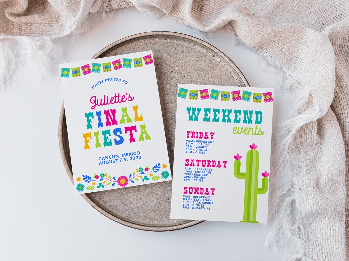 Final Fiesta Bachelorette Party Invitation Bachelorette Weekend Mexico ...