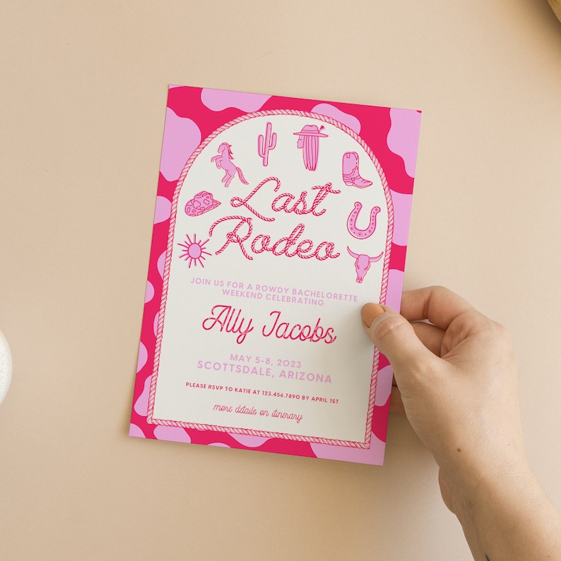 Editable Last Rodeo Bachelorette Party Template Invitation and ...