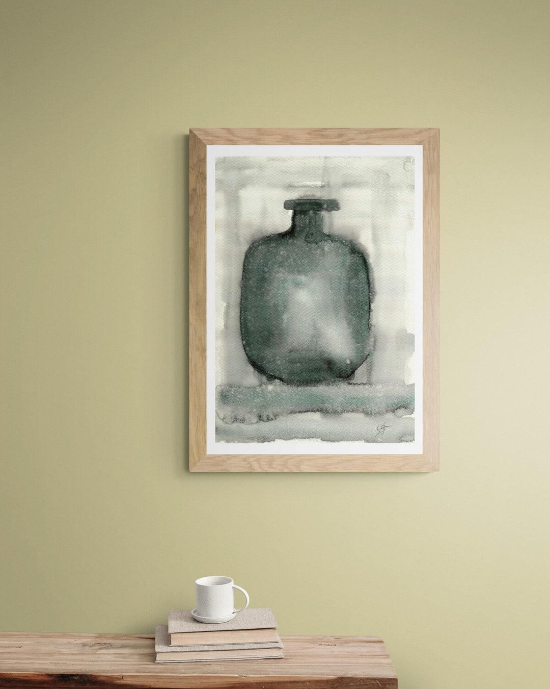 Abstract Shadow Vase Art Giclee, Gray Tones Art Print, Calm Watercolor ...
