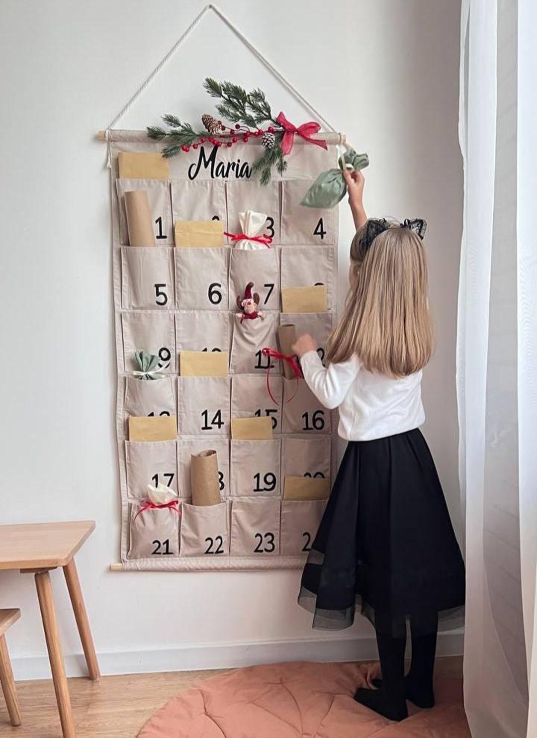 Advent Calendar With Personalized Name: Fabric Christmas Countdown ...