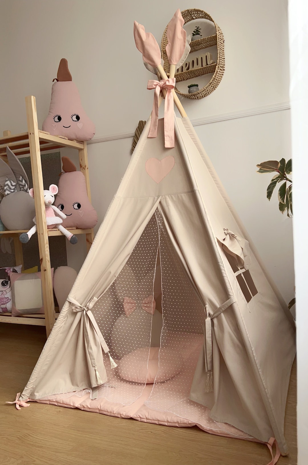 Safari Nursery Teepee, Play Tent for Kids, Indoor Playhouse, Toddler ...