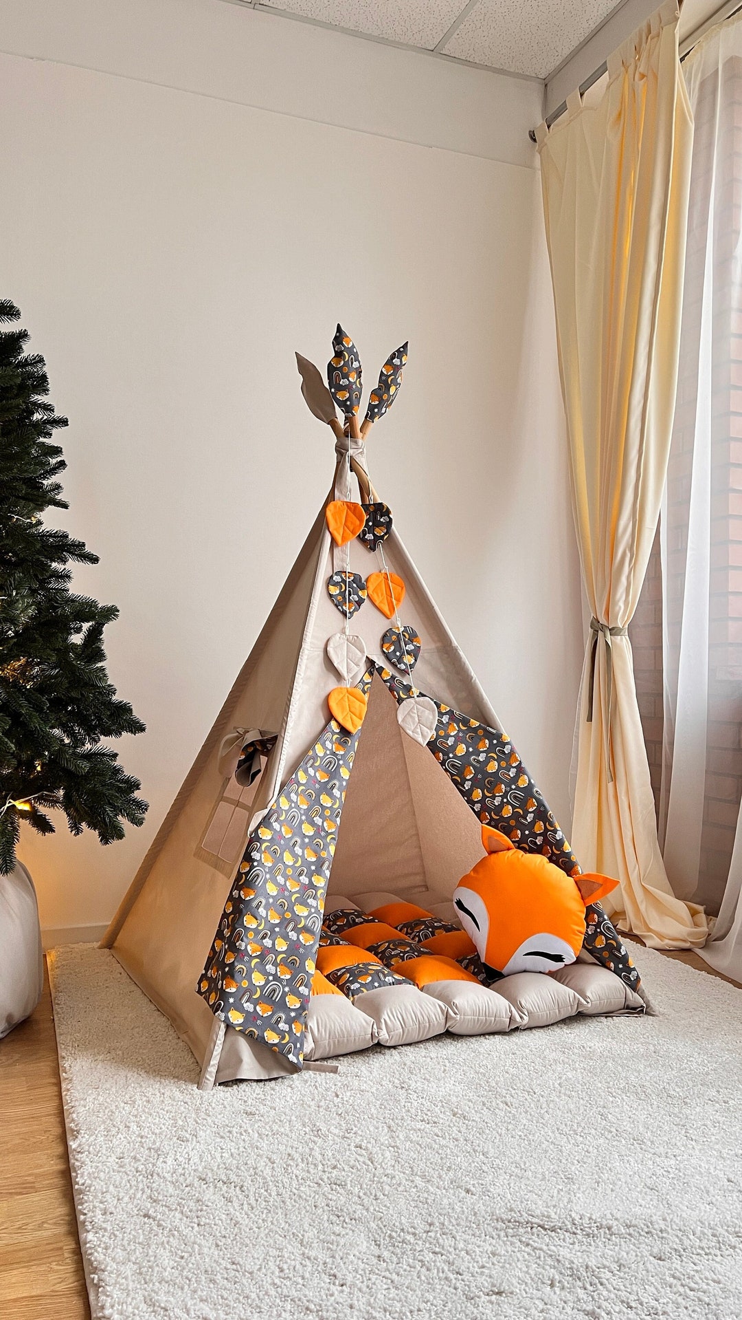 Fox Teepee Tent for Kids, Play Tent, Baby Tent Teepee, Kids Teepee, Fox ...