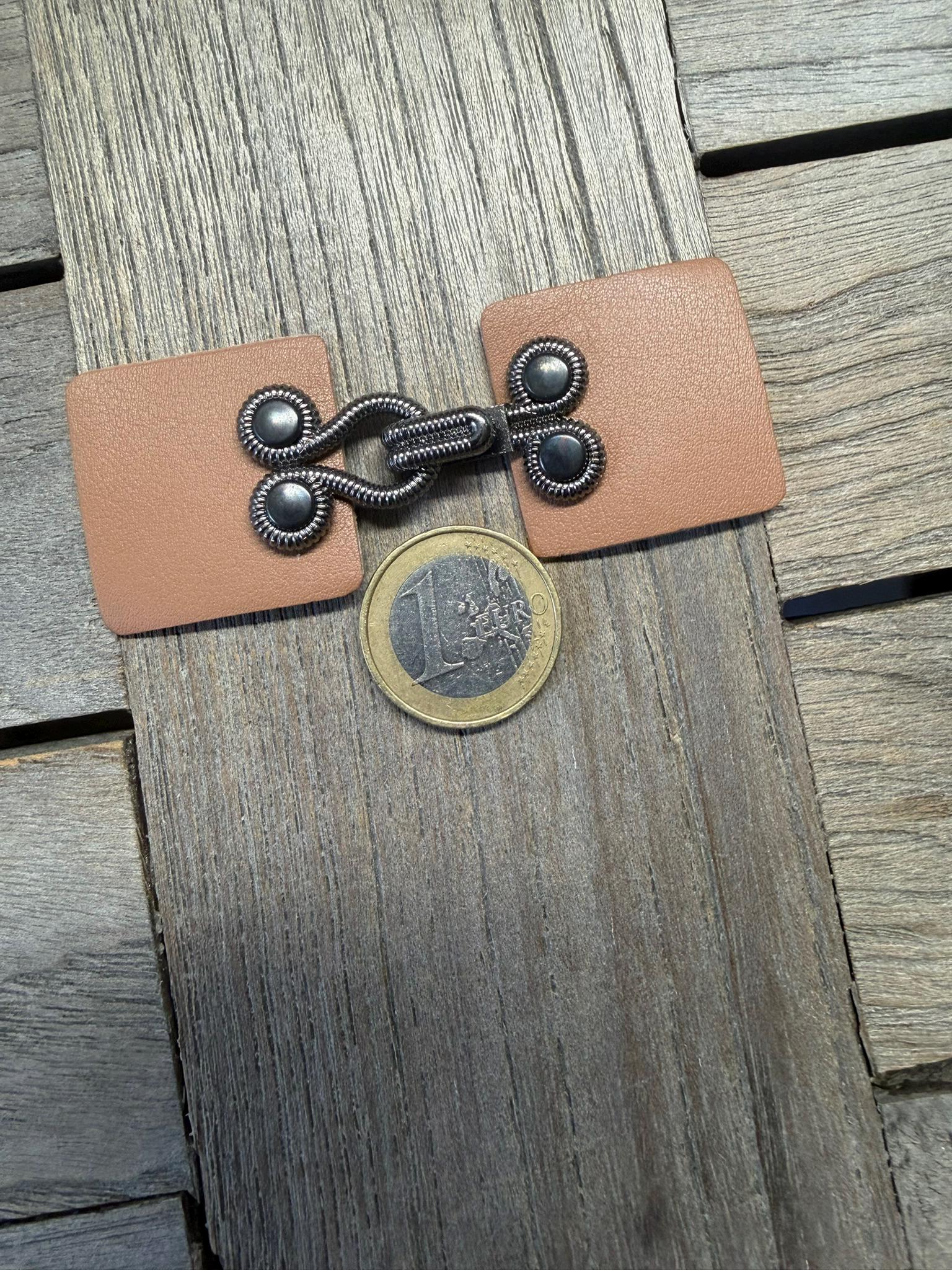 3 Stück Braun Und Silber Lederimitat Verschlüsse Zierteil Zum Annähen ...