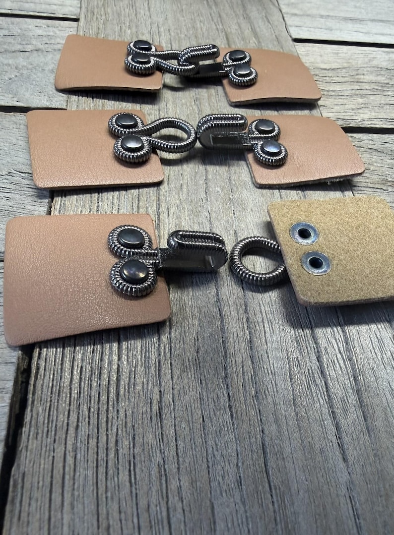 3 Stück Braun Und Silber Lederimitat Verschlüsse Zierteil Zum Annähen ...