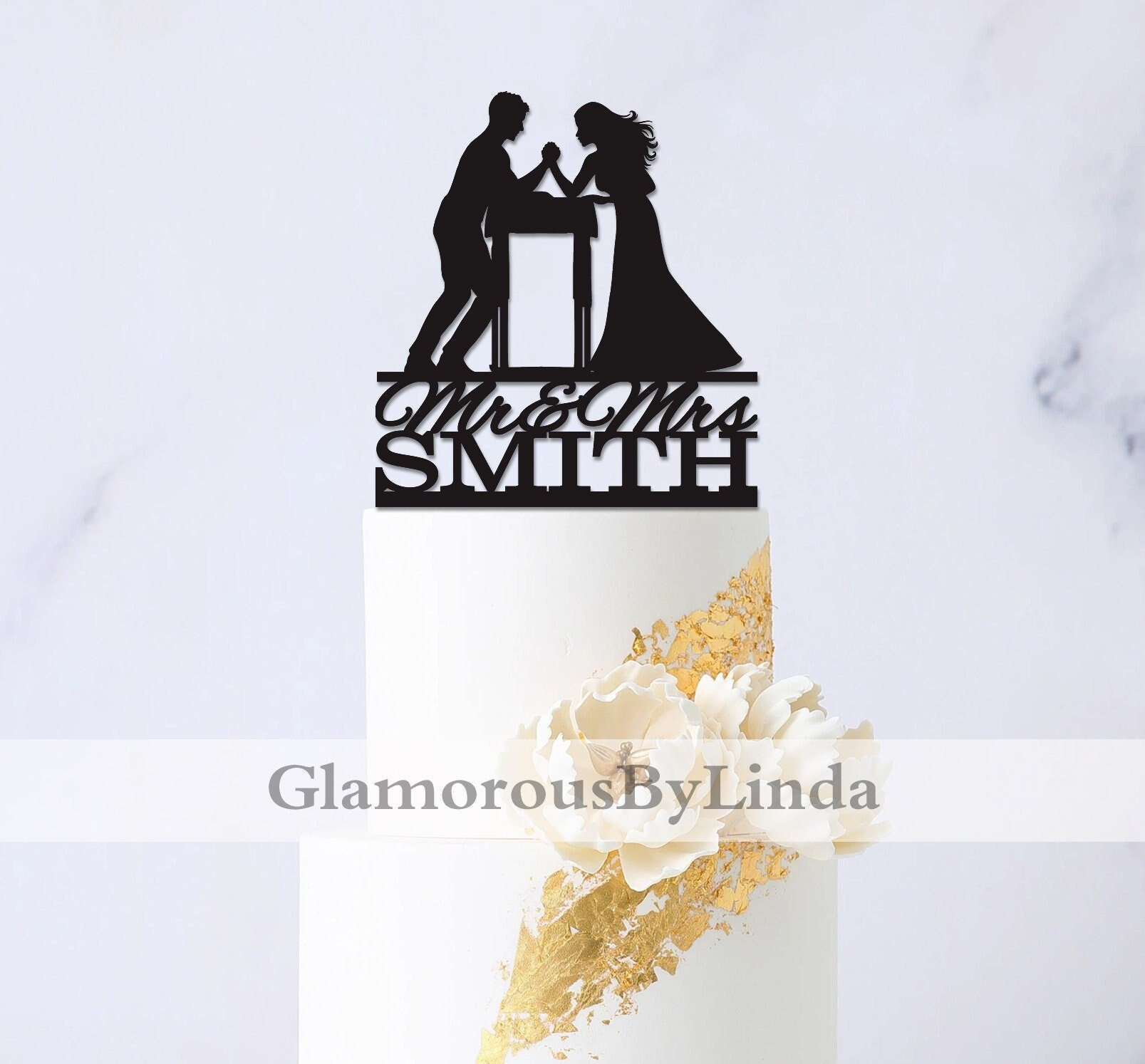 Arm Wrestling Cake Topper, Custom Mr & Mrs Cake Topper, Last Name Cake ...