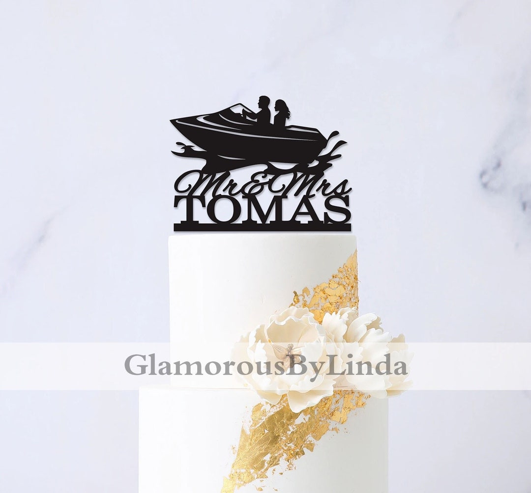 Wedding Cake Topper,mr Mrs Cake Topper,speed Boat Cake Topper,funny ...
