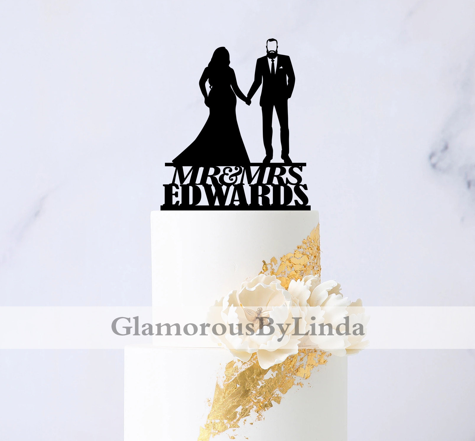 Couple Wedding Cake Topper Bride and Groom With Beard Cake - Etsy