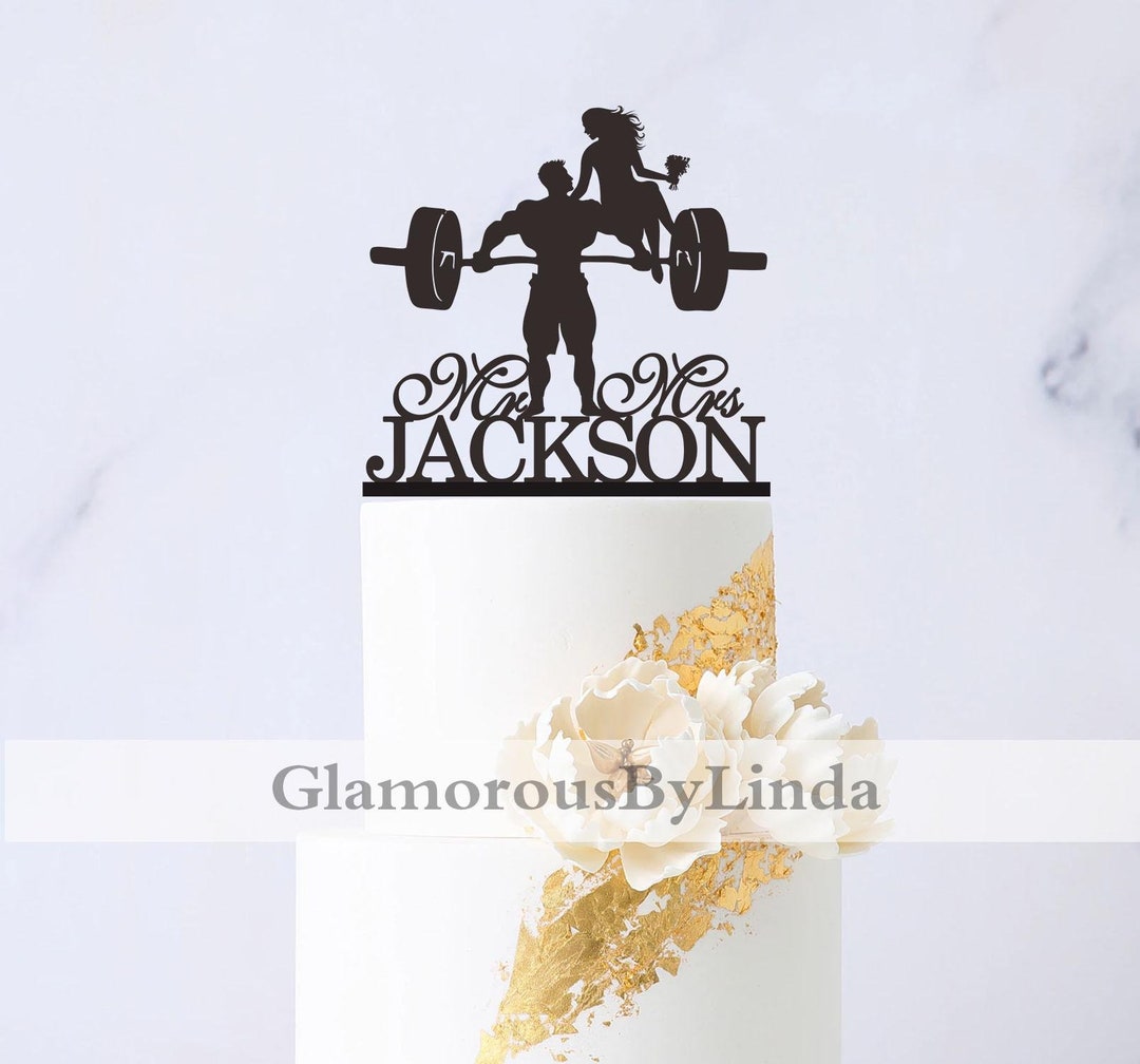 Weightlifting Wedding Cake Topper, Barbells Lifting Cake Topper ...