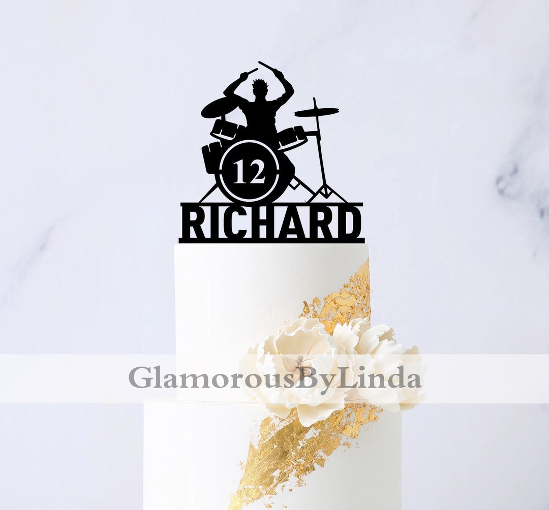 Drummer Cake Topper - Musician Birthday Cake Topper - Drummer Birthday ...