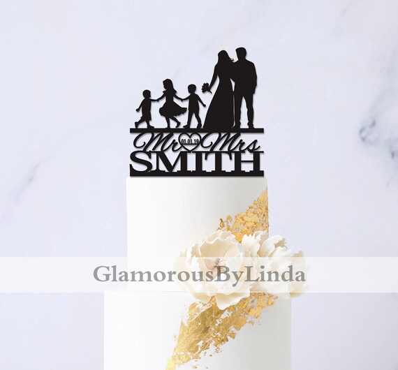 Family Cake Topper Wedding Couple With Son and Daughter | Etsy