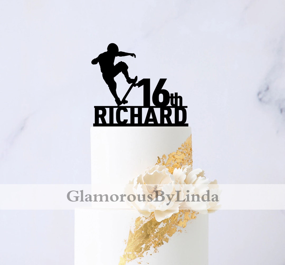 Skateboarding Cake Topper - Skateboarder Birthday Cake Topper - Skater ...