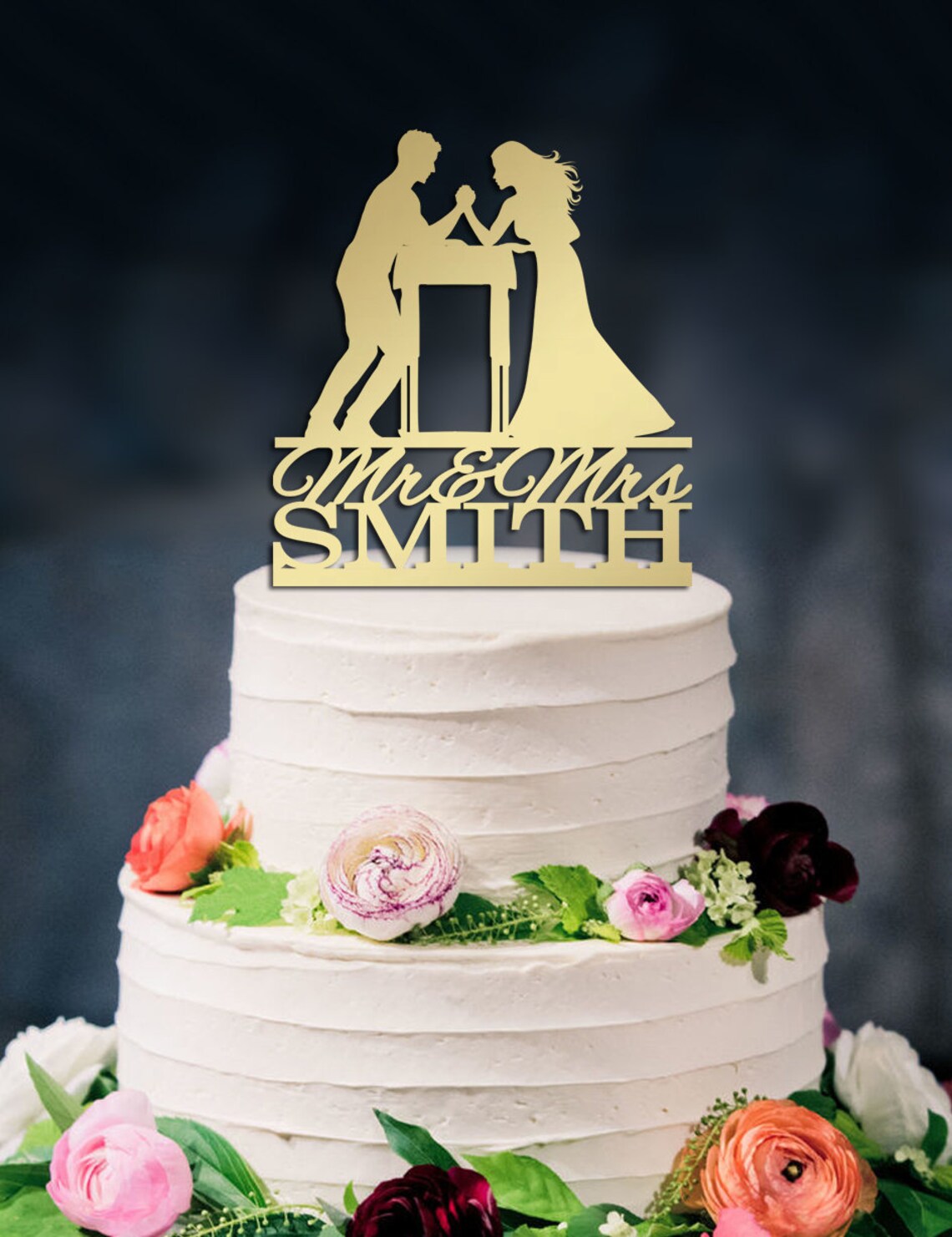 Arm Wrestling Cake Topper, Custom Mr & Mrs Cake Topper, Last Name Cake ...